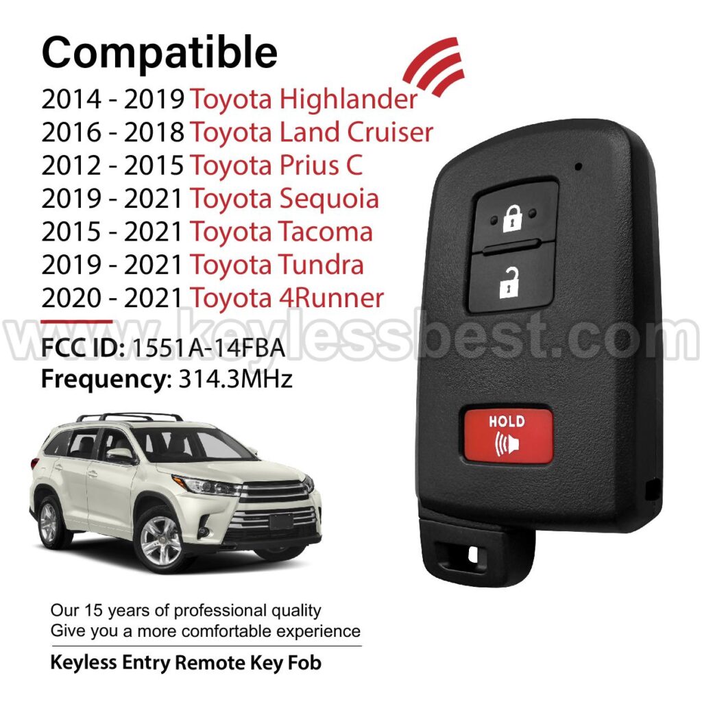 2012-2021 Toyota Schlüsselanhänger HYQ14FBA 314,3 MHz für Keylessbest ...